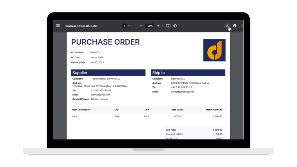 Online Purchase Order Generator | DashPO