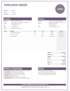 Purchase Order Template Collection | Free Download